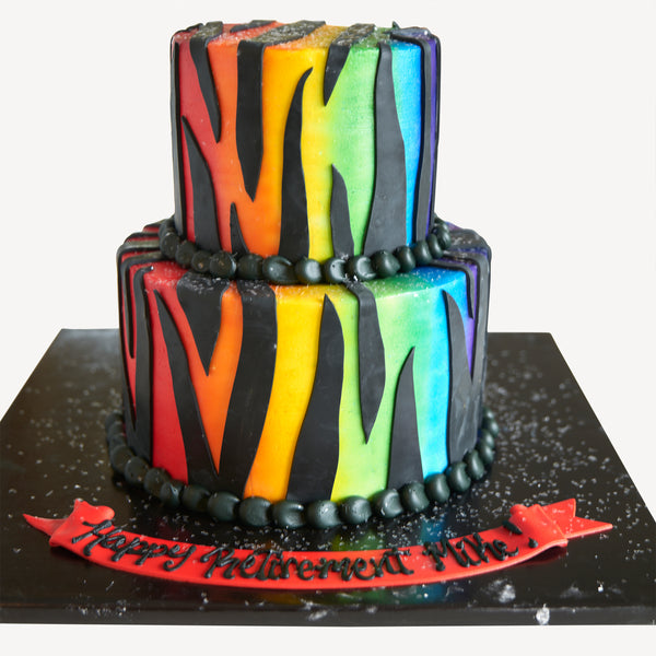 Rainbow Zebra Print Cake Neon Animal Print Birthday Cake Made By